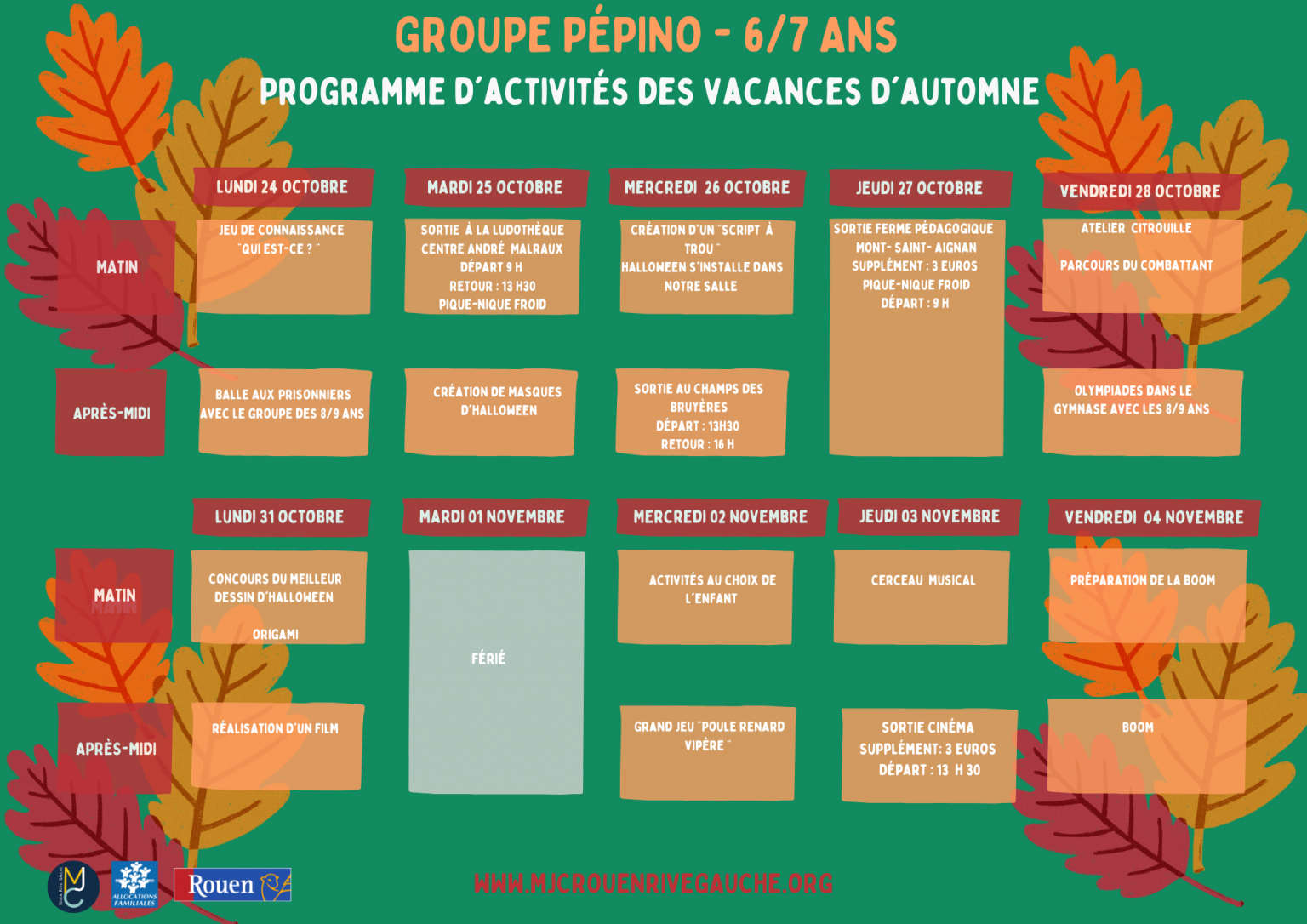 programmes vacances d’automne – MJC Rouen Rive Gauche