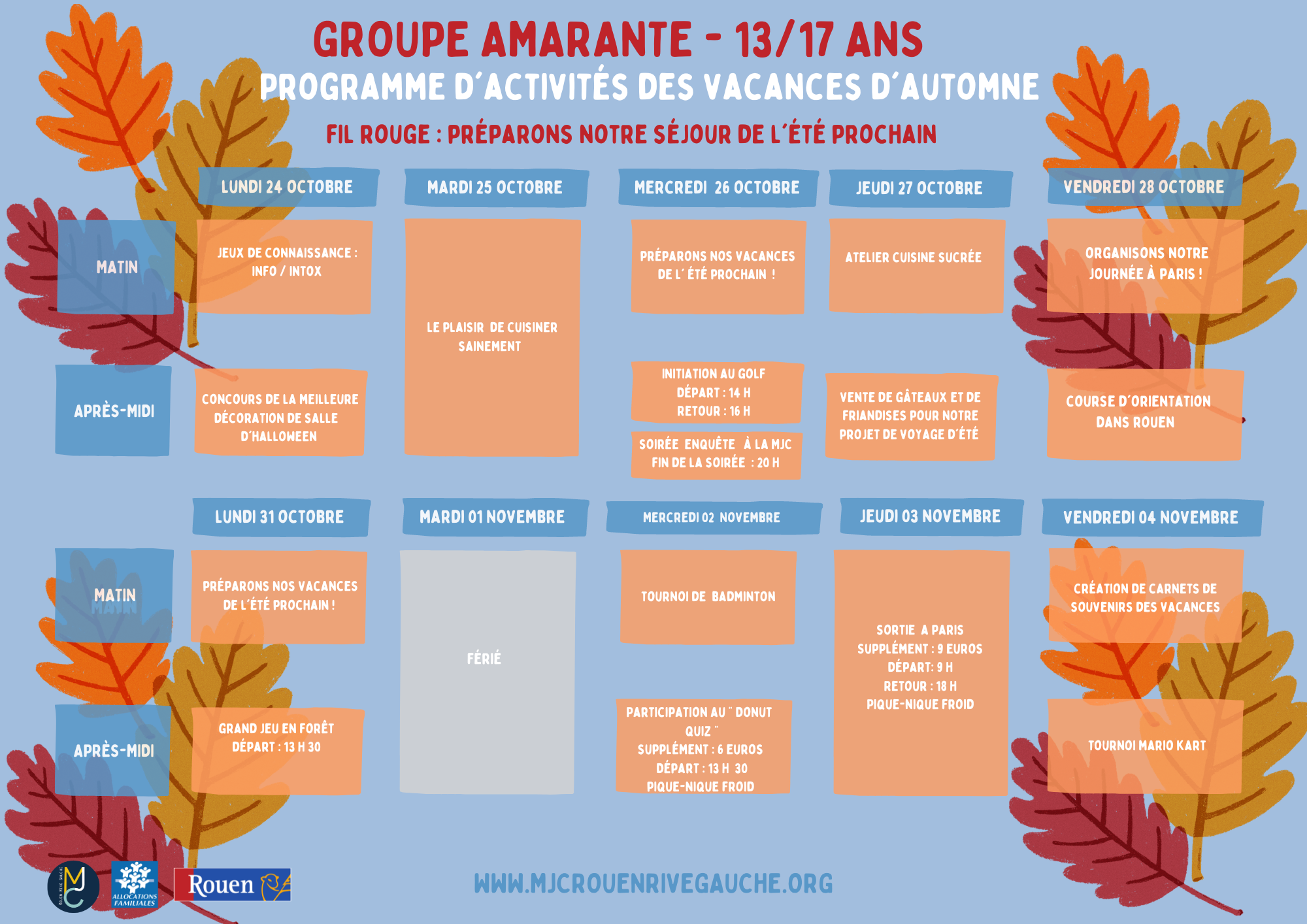 programmes vacances d’automne – MJC Rouen Rive Gauche