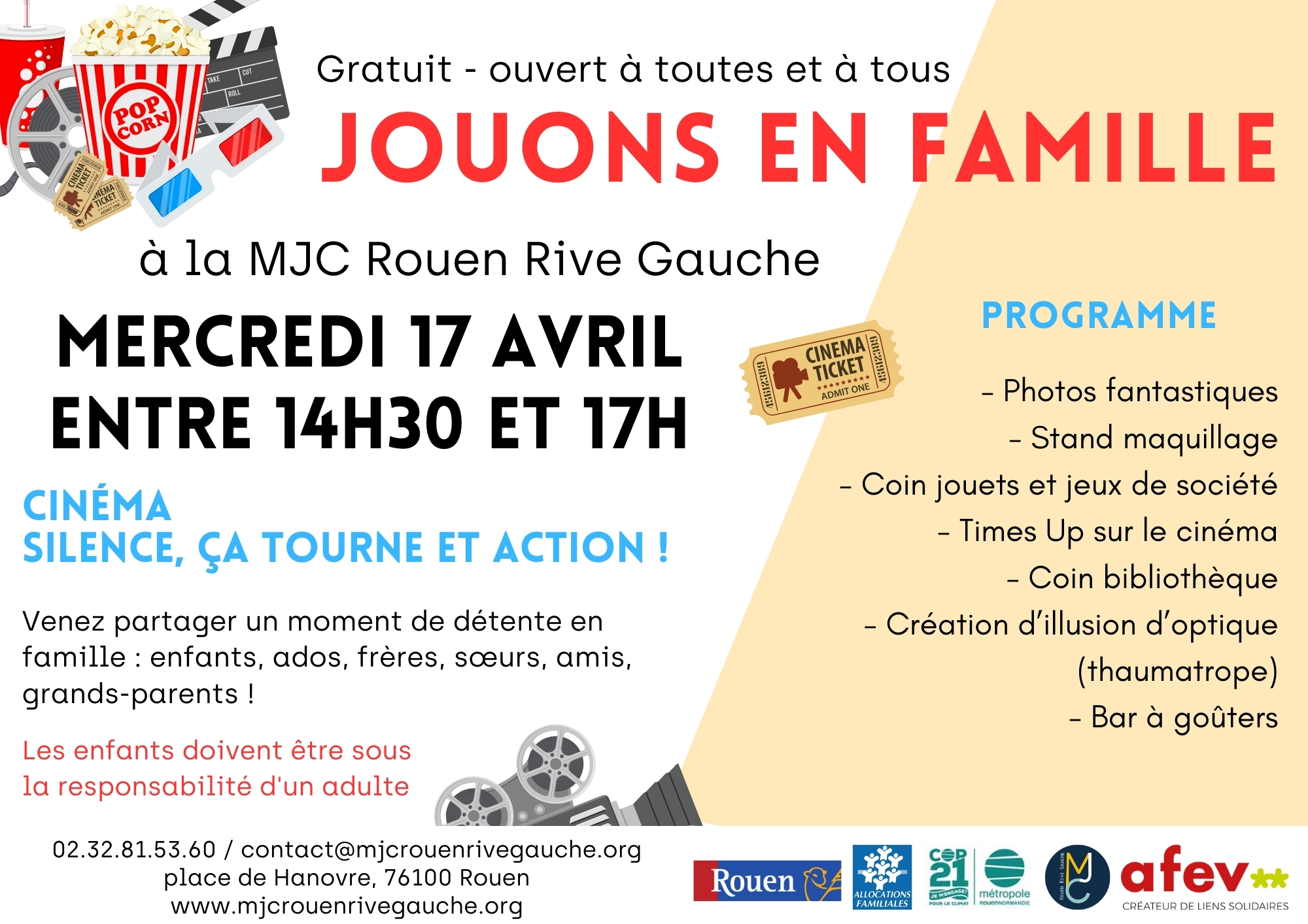Jouons en famille : CINÉMA - MJC Rouen Rive Gauche